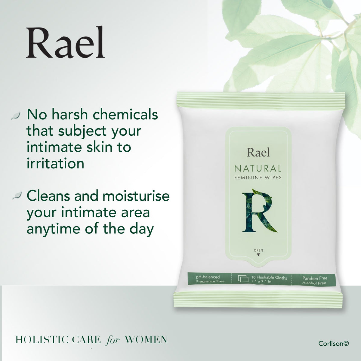 Rael Natural Feminine Wipes 10s | Rael Singapore
